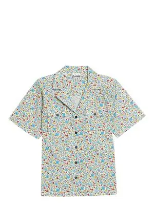 GANNI Floral Print Cotton Poplin Shirt - Multicolor