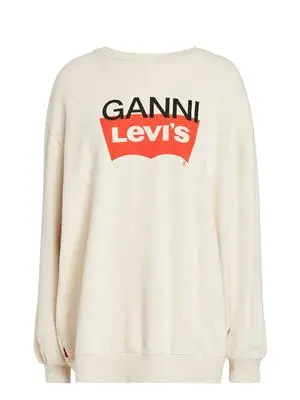 GANNI Printed Cotton-blend Terry Sweatshirt - Ecru