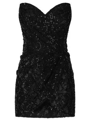 Dolce & Gabbana Mini Dress With Sequin Embellishment - Black