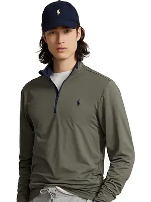 Ralph Lauren Ralph Lauren Performance Jersey Quarter-Zip Pullover Fossil Green