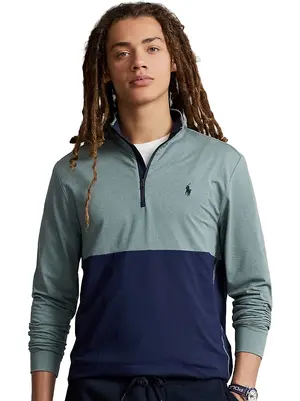 Ralph Lauren Ralph Lauren Performance Jersey Quarter-Zip Pullover Teal Heather/french Navy