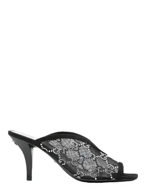 Gucci 90mm Gg Crystal Sandals - Black