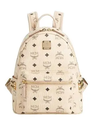Mcm Mini Stark Side Stud Coated Canvas Backpack - Beige