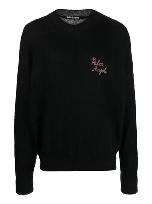 Palm Angels Palm-motif Crew-neck Jumper - Black