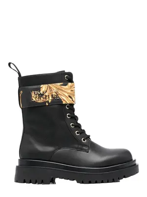 Versace Baroque-print Ankle Boots - Black