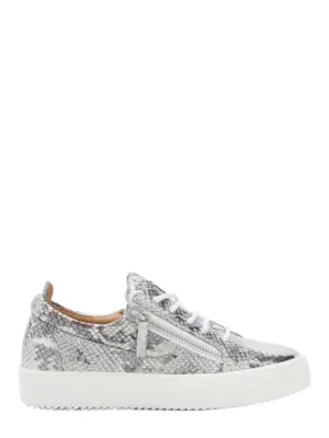 GIUSEPPE ZANOTTI Gail Snakeskin-effect Low-top Sneakers - Grey