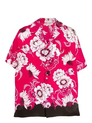 Valentino Garavani Floral-print Short-sleeved Shirt - Pink