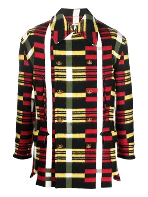 VIVIENNE WESTWOOD Check-print Double-breasted Coat - Black