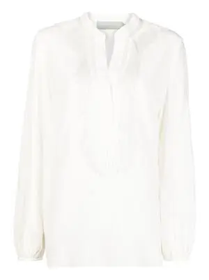 SILVIA TCHERASSI Frayed-Edge V-Neck Blouse