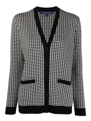 Ralph Lauren Houndstooth Cardigan - White
