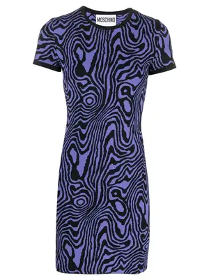 Moschino Swirl-pattern Knitted Minidress - Purple