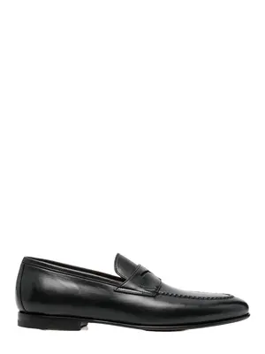 Santoni Penny Leather Loafers - Black