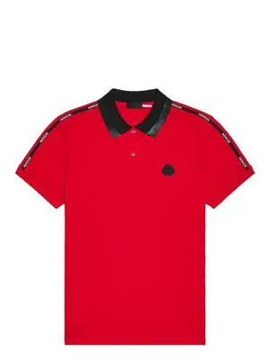 Moncler Matt Black Polo - Red