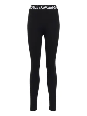 Dolce & Gabbana Logo Cotton-blend Leggings - Black