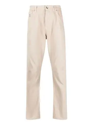 Brunello Cucinelli Brunello Cucinelli Logo Print Straight-Leg Trousers Neutrals