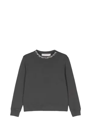 GOLDEN GOOSE Cotton Sweatshirt With Crystal Embellishments - Grey