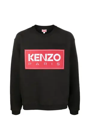 Kenzo Logo-patch Crew-neck Sweatshirt - Black