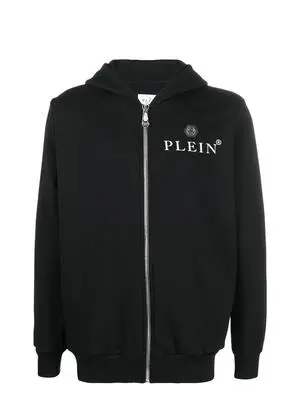 Philipp Plein Logo-print Zip-up Hoodie - Black