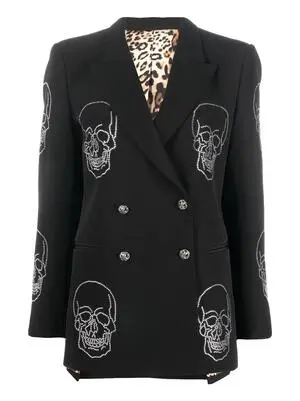 Philipp Plein Crystal-skull Embellished Blazer - Black