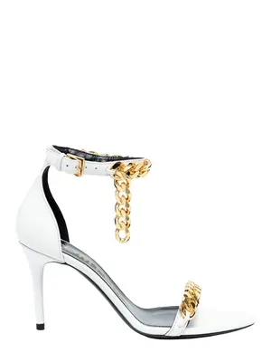 TOM FORD Chain-embellished Leather Sandals - White