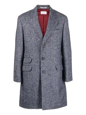 Brunello Cucinelli Herringbone-pattern Midi Coat - Blue