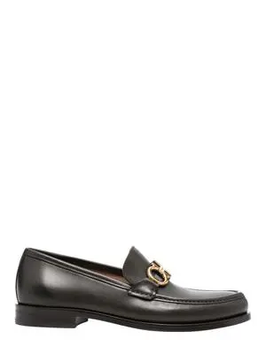 FERRAGAMO Gancini-buckle Leather Loafers - Green
