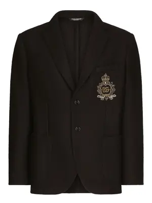 Dolce & Gabbana Heraldic-patch Single-breasted Blazer - Black