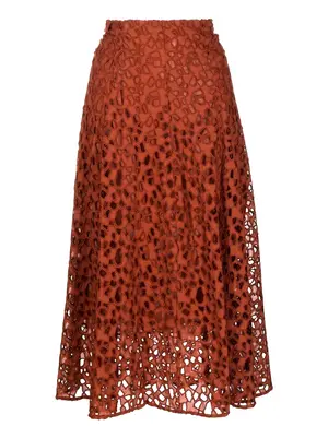 VINCE VINCE. A-Line Lace-Embroidered Midi Skirt