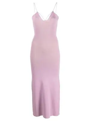 AERON AERON Spaghetti Strap Knitted Midi Dress Purple