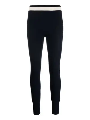 JIL SANDER Contrast-stripe Knitted Leggings - Blue