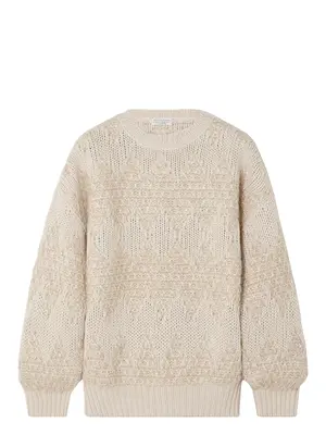 Brunello Cucinelli Sequin-embellished Wool-blend Sweater - Neutrals