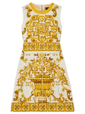 Dolce & Gabbana Maiolica Printed Mini Dress - Yellow
