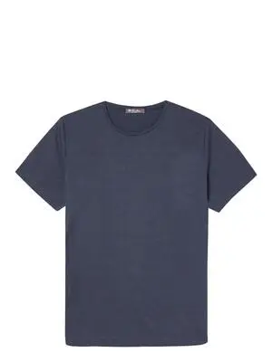 Loro Piana Slim-fit Silk And Cotton-blend Jersey T-shirt - Blue