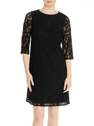 Caroline Rose Floral Lace Dress - Black