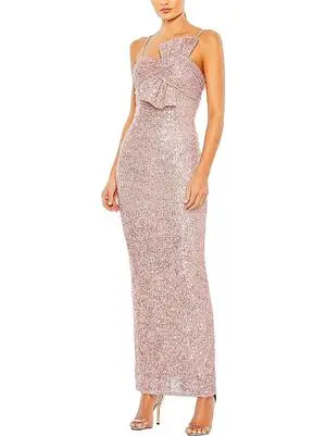 Mac Duggal Ieena Sequined Twist Front Gown - Rose Pink