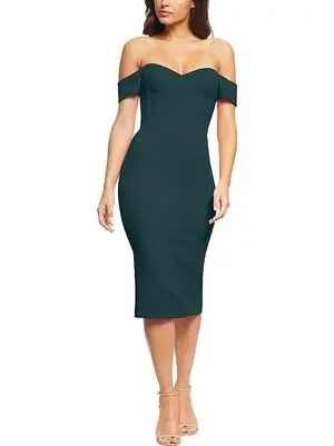 Dress The Population Bailey Off-the-shoulder Sheath Dress - Pine