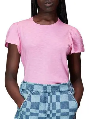 Whistles Flutter Sleeve Cotton Tee Pink