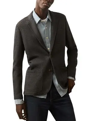 Faherty Brand Inlet Slim Fit Knit Blazer Black Sky Melange