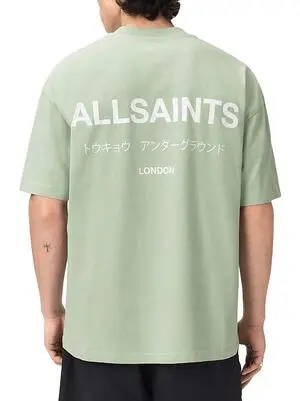 ALLSAINTS Underground Organic Cotton Logo Graphic Tee - Celadon Green