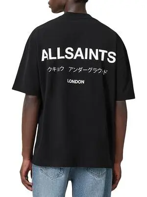 ALLSAINTS Underground Organic Cotton Logo Graphic Tee Jet Black