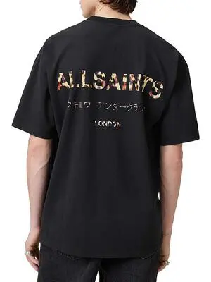 ALLSAINTS Underground Organic Cotton Logo Graphic Tee Jet Black/leopard