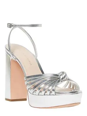 LOEFFLER RANDALL Rivka Platform High Block Heel Sandals Silver