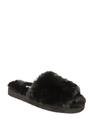 Minnetonka Eileen Faux Fur Slide Slipper - Black