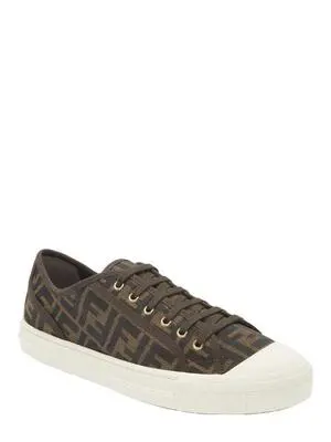Fendi Ff Domino Low Top Sneakers - Brown/ Black