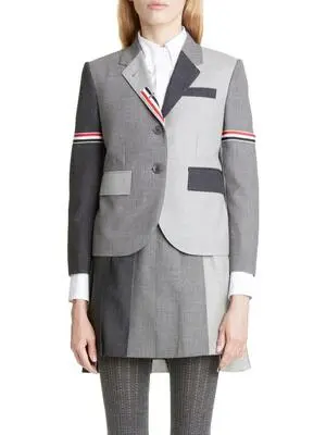 Thom Browne Colorblock Wool Sport Coat With Armband - Dark Grey