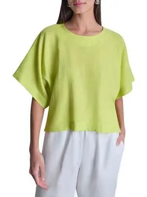 Dkny Drop Shoulder Boxy Linen Top - Limeade