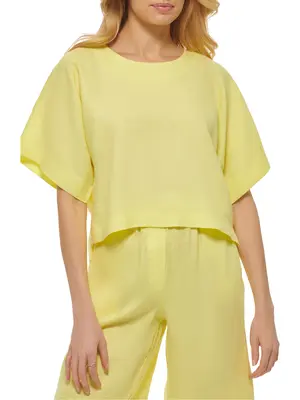 Dkny DKNY Drop Shoulder Boxy Linen Top Limoncello