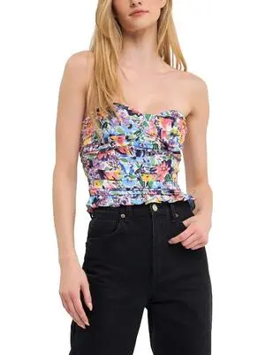 ENDLESS ROSE Endless Rose Floral Ruched Strapless Top