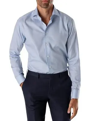 Eton Slim Fit Houndstooth Dress Shirt - Blue