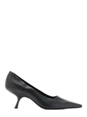 THE ROW Leather Kitten Pumps - Black